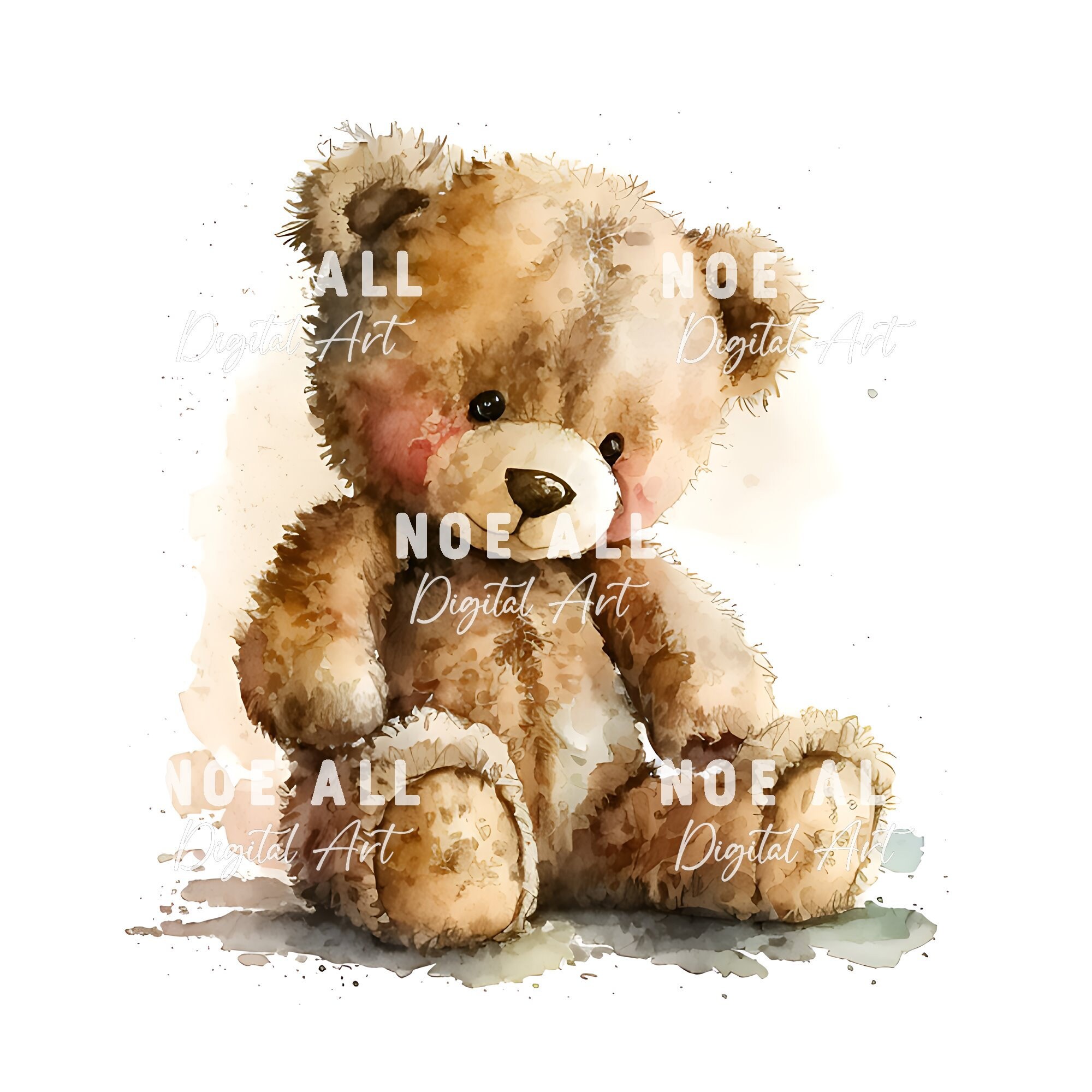 Fluffy Teddy Clipart Set of 12 High Quality JPG Decoupage, Wall Art ...