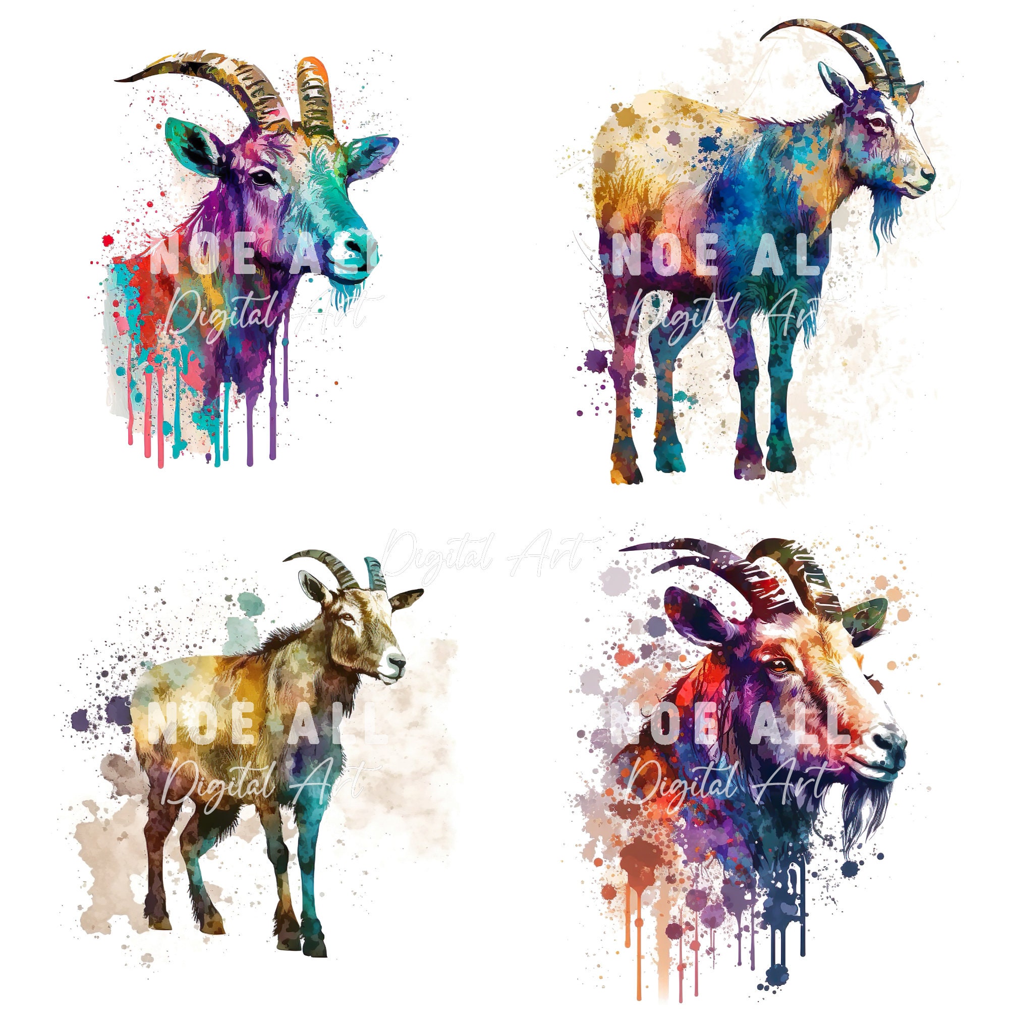 Goat Clipart Set of 12 High Quality JPG Decoupage Wall - Etsy