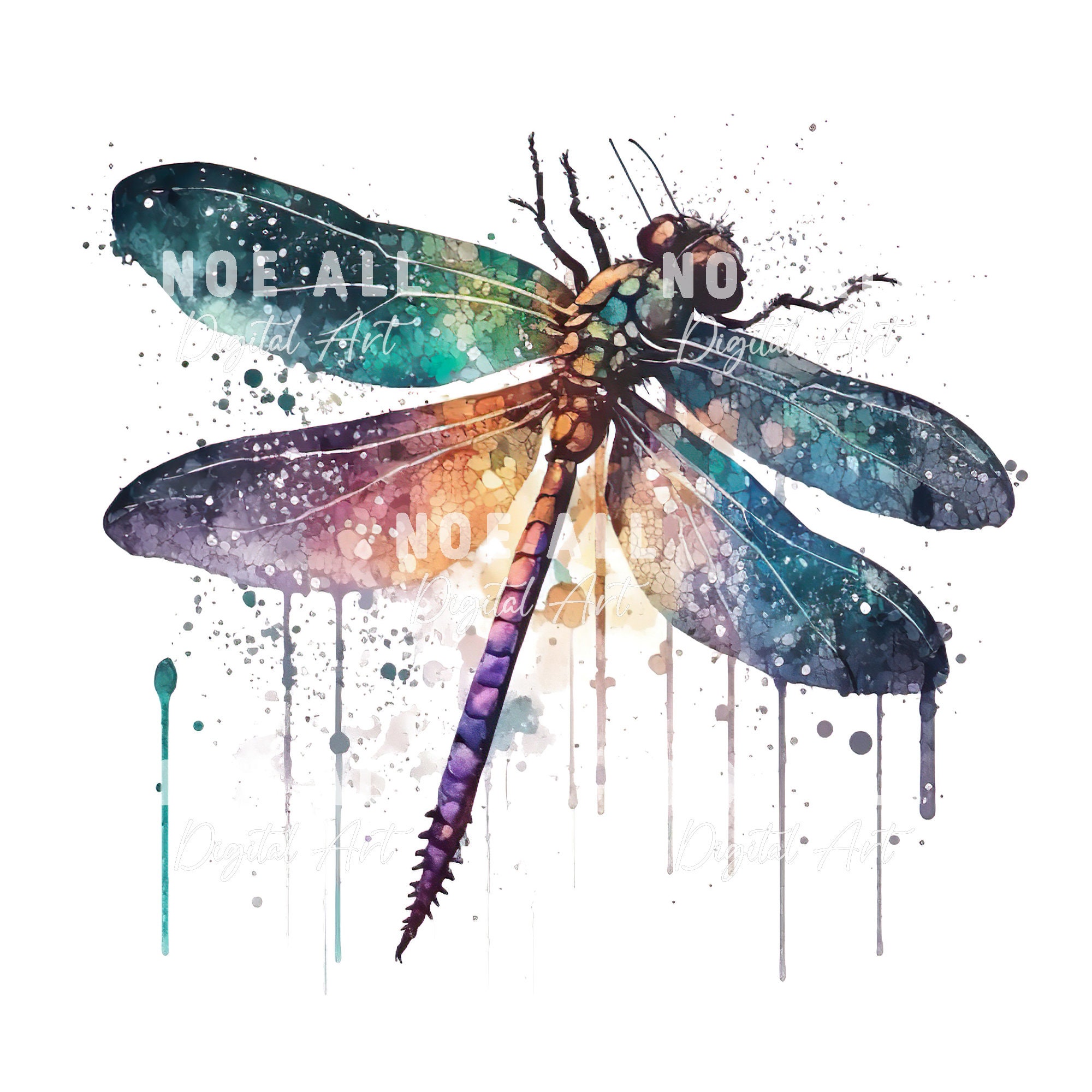 Dragonfly Clipart - Set of 12 High Quality JPG - Decoupage, Wall Art ...