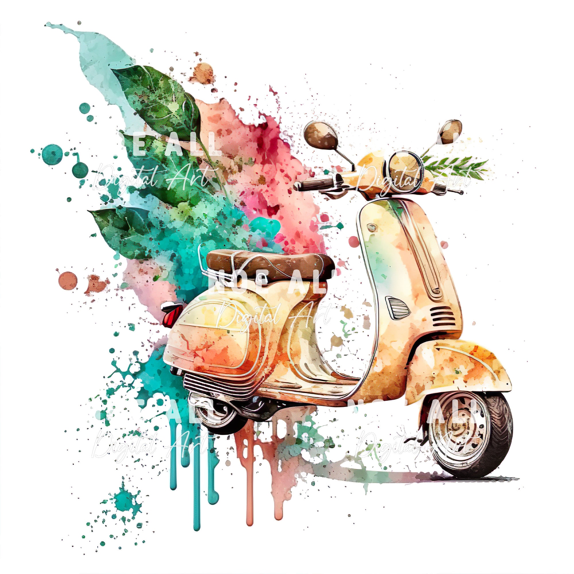 Scooter Clipart Set 12 High Quality JPG Decoupage Wall - Etsy
