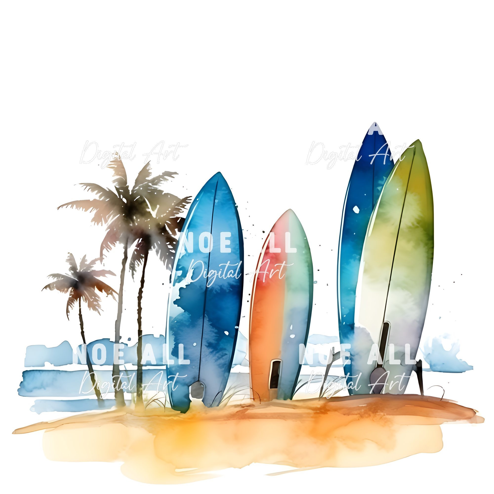 Surfboard Clipart - Set of 12 High Quality JPG - Decoupage, Wall Art ...