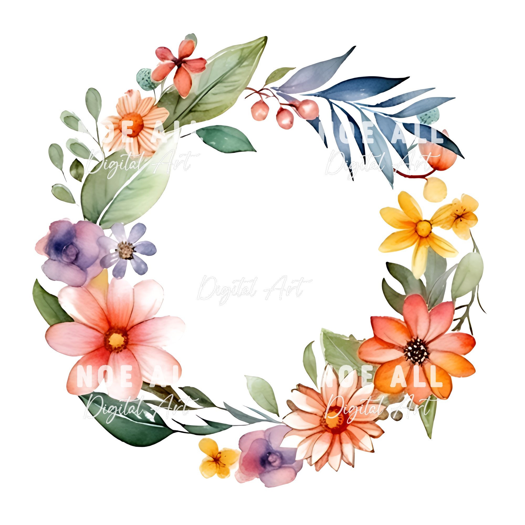 Spring Flower Wreath Clipart Set 12 Quality JPG, Decoupage, Scrapbook ...