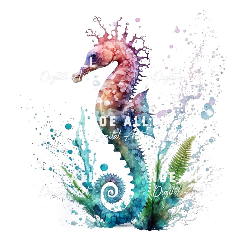 Seahorse Clipart - Set of 12 High Quality JPG - Decoupage, Wall Art ...