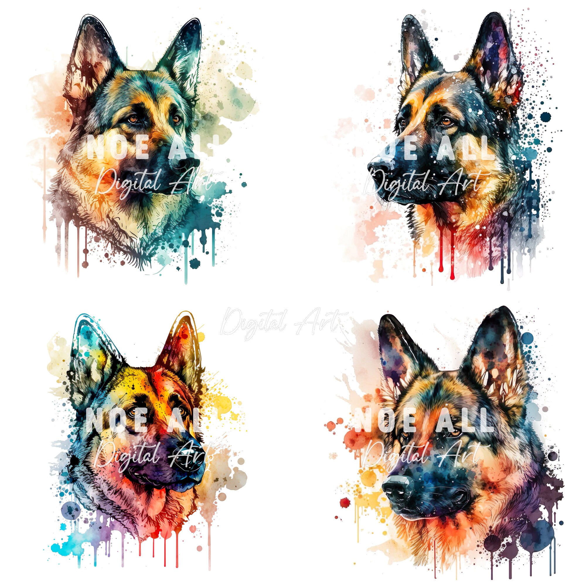 German Shepherd Clipart Set 12 High Quality JPG Decoupage - Etsy