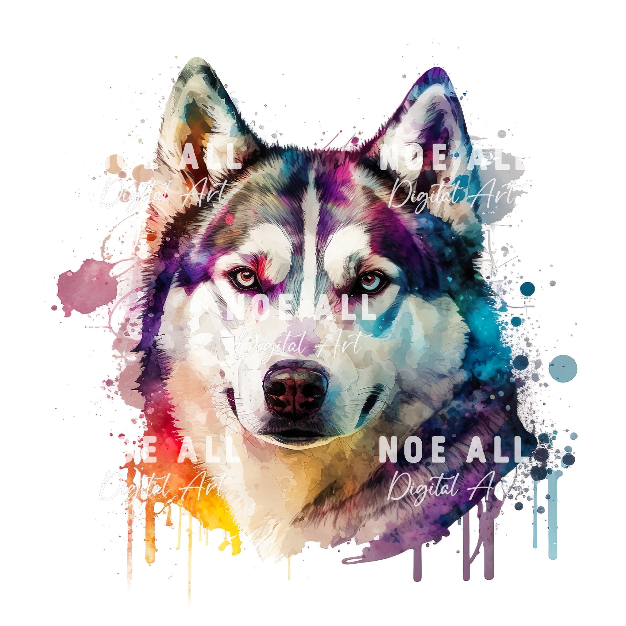 Alaskan Husky Clipart Set of 12 High Quality JPG Decoupage, Wall Art ...