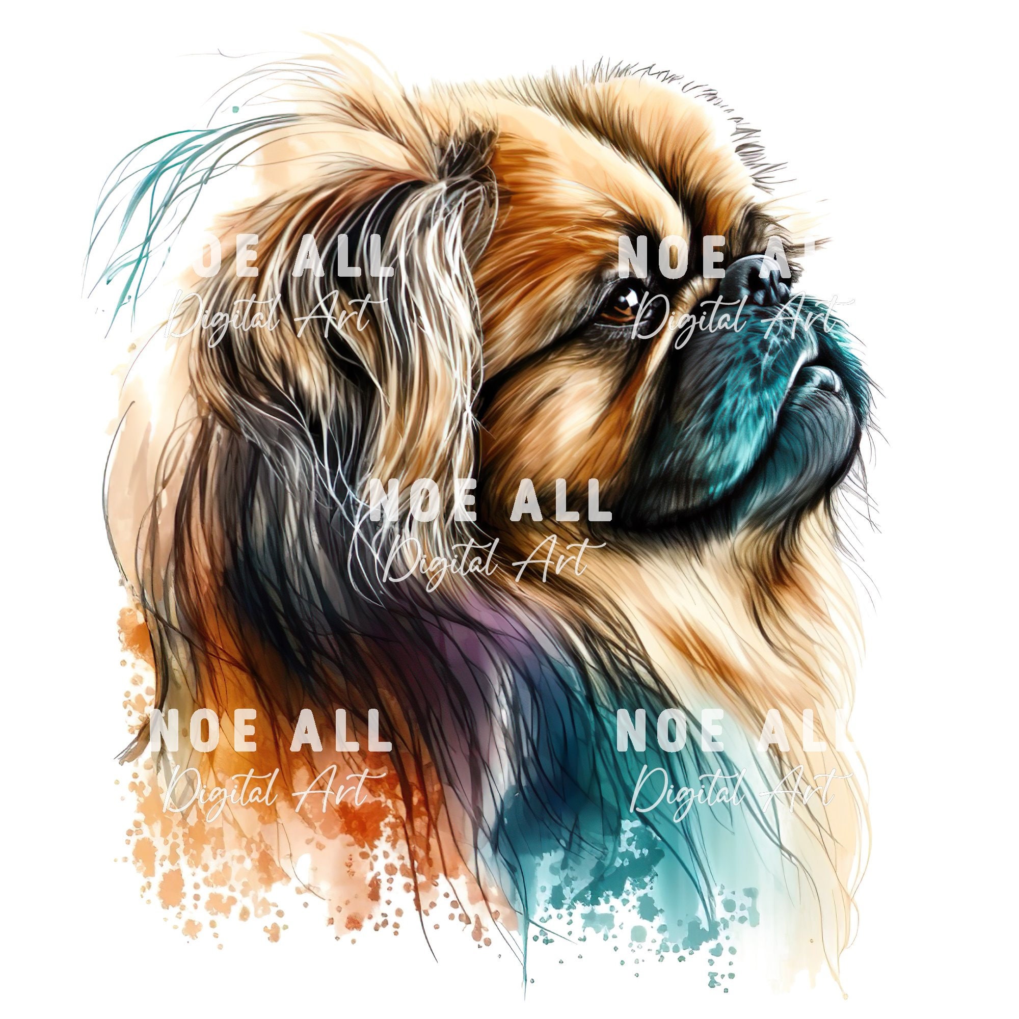 Pekingese Clipart - Set 12 High Quality JPG - Decoupage, Wall Art ...