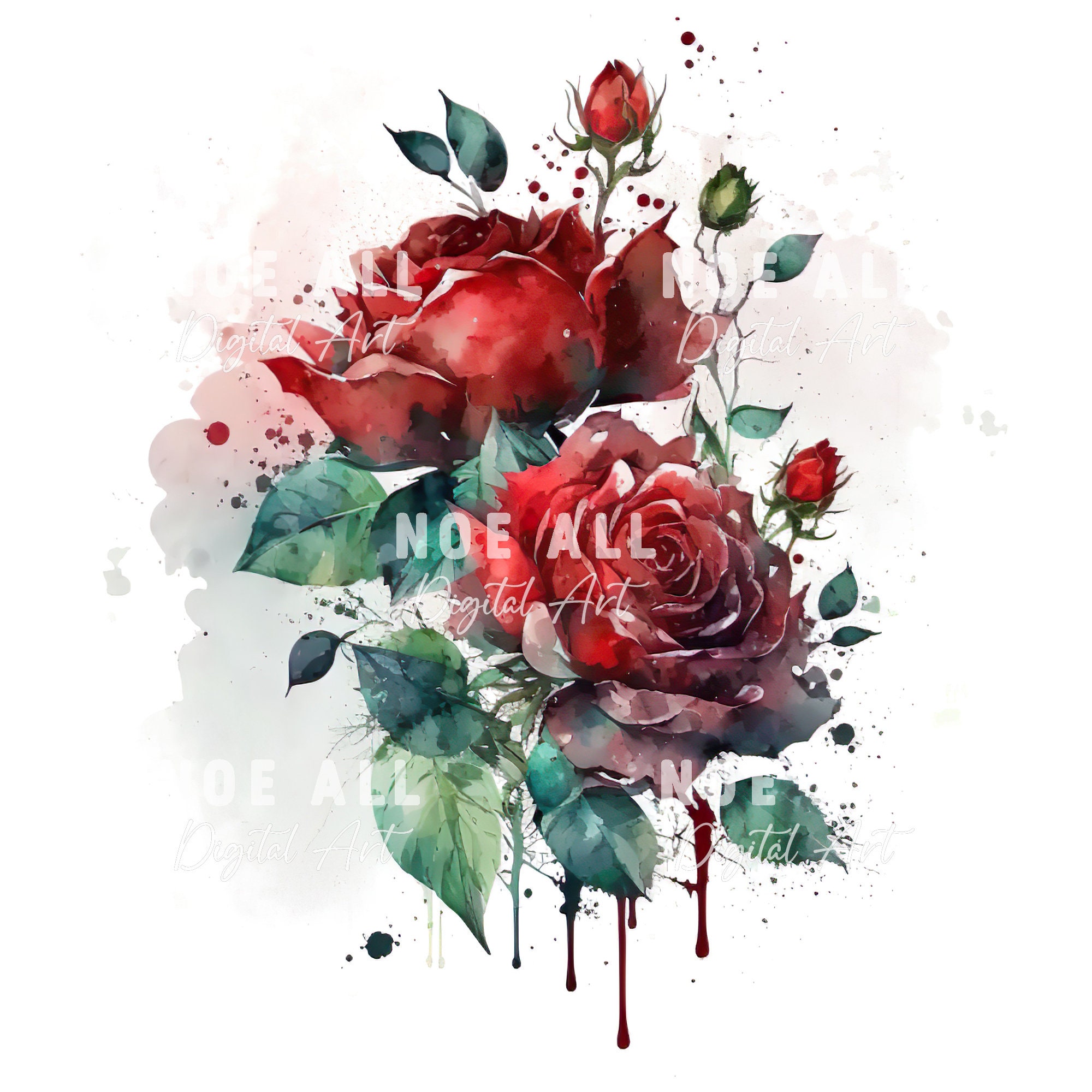 Red Roses Clipart - Set 12 High Quality JPG - Decoupage, Wall Art ...