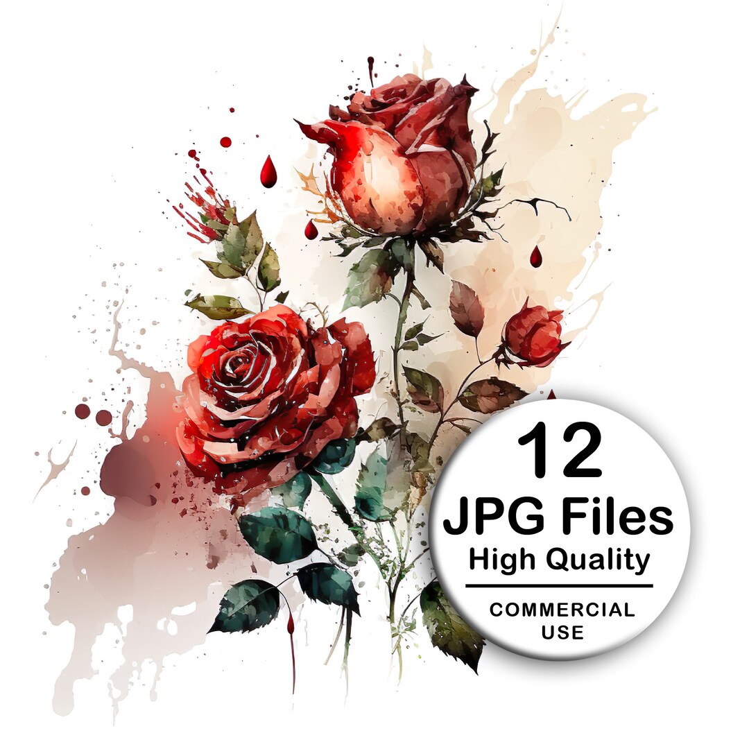 Red Roses Clipart - Set 12 High Quality JPG - Decoupage, Wall Art ...