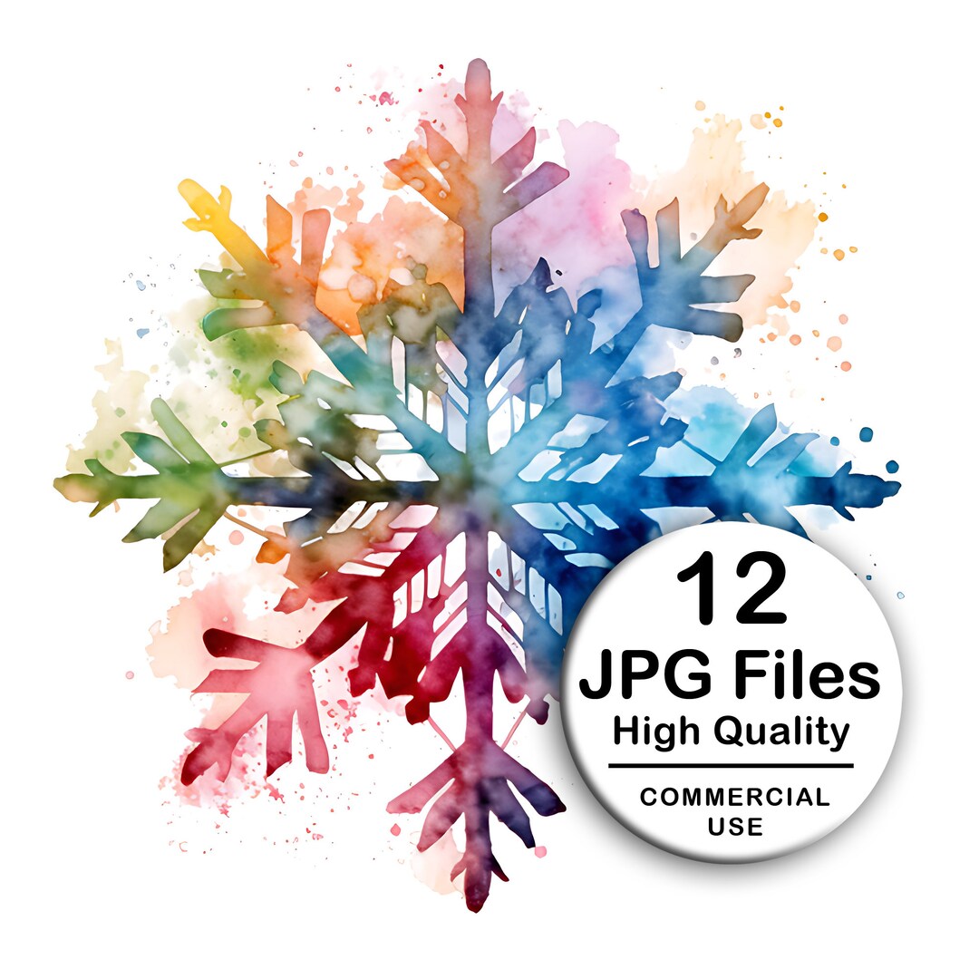 Snowflake Clipart - Set 12 High Quality JPG, Decoupage, Wall Art ...