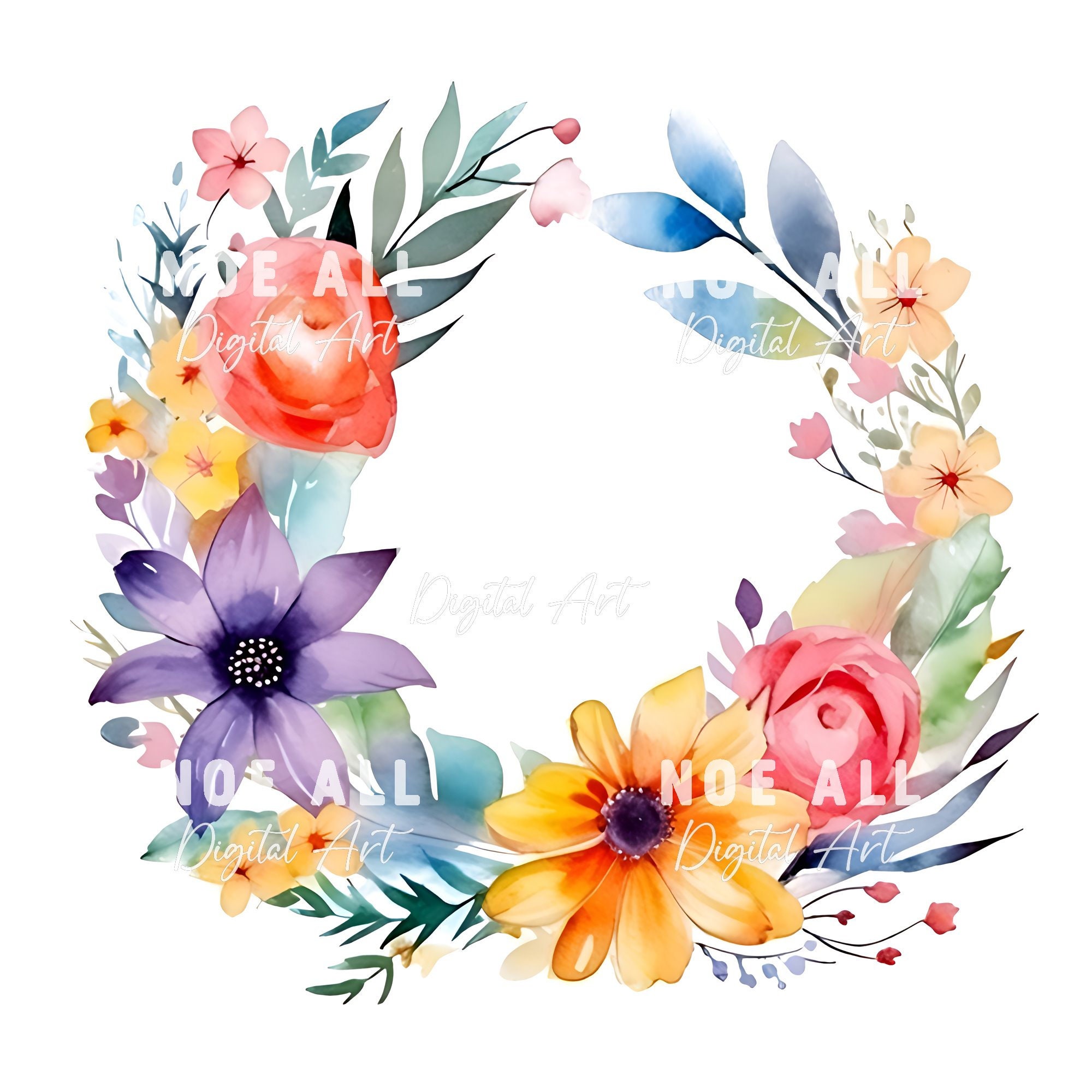 Spring Flower Wreath Clipart Set 12 Quality JPG, Decoupage, Scrapbook ...