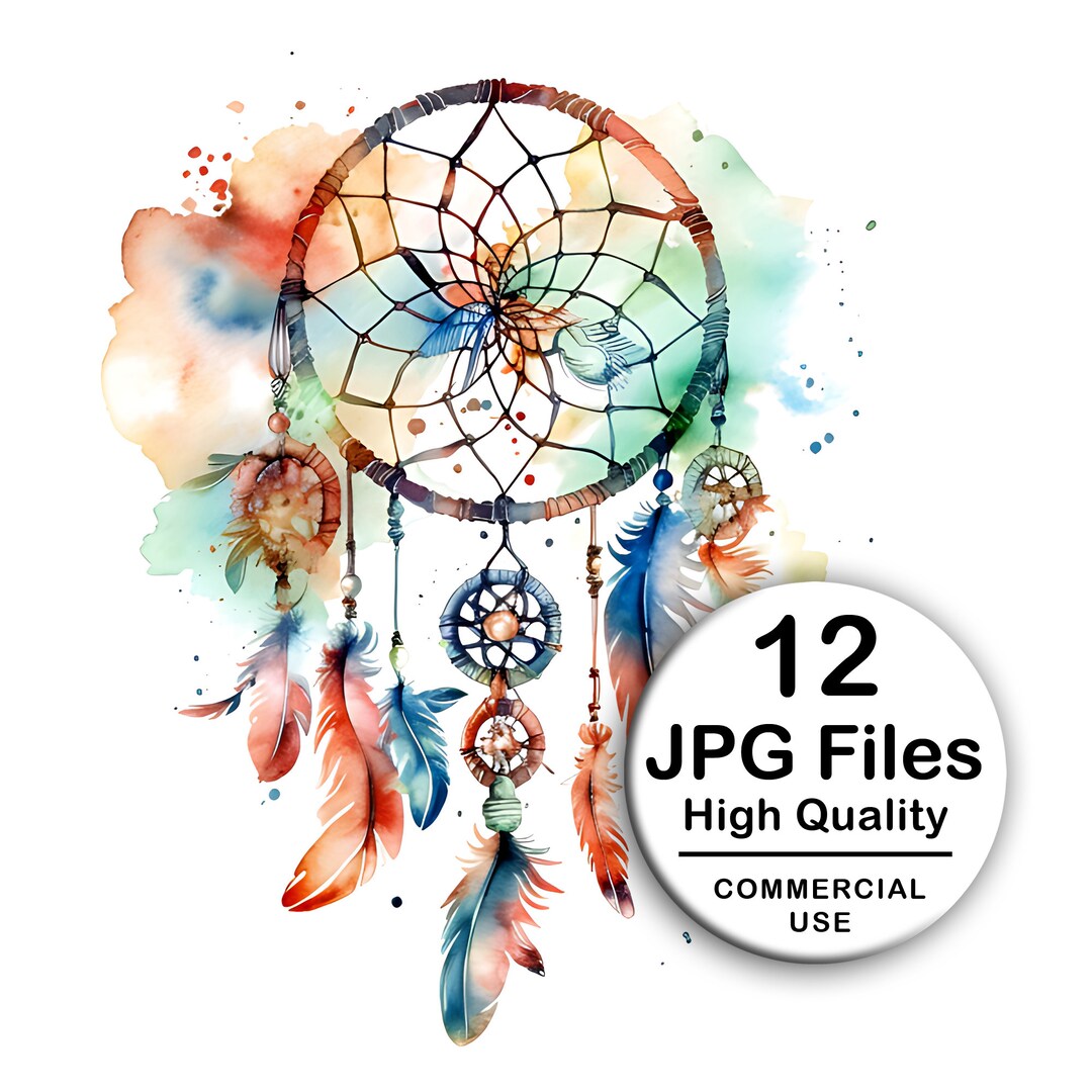 Dream Catcher Clipart - Set 12 High Quality JPG - Decoupage, Wall Art ...
