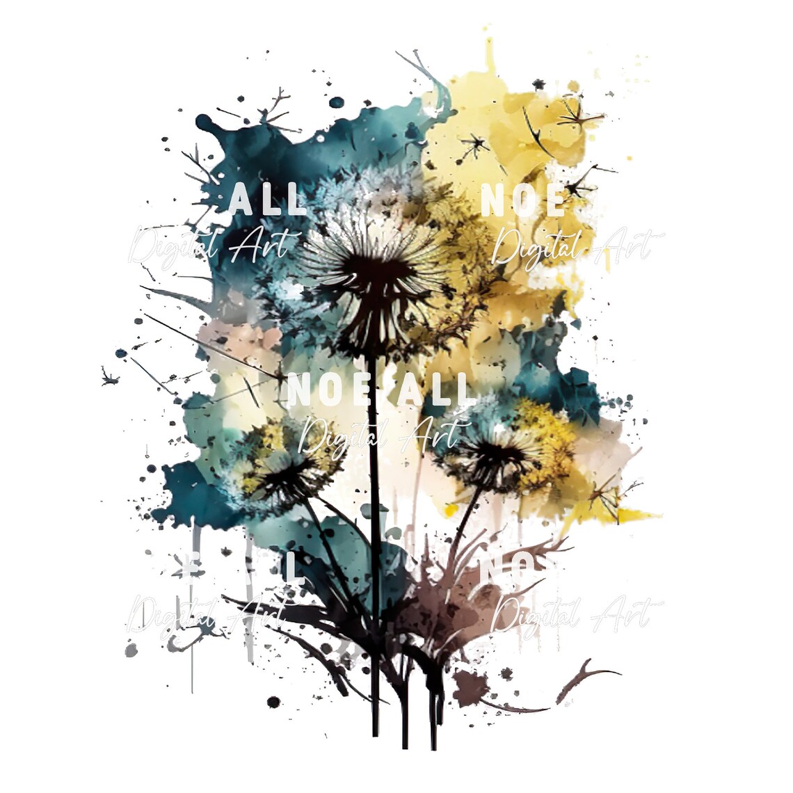 Dandelions Clipart Set of 12 High Quality JPG Decoupage, Wall Art ...