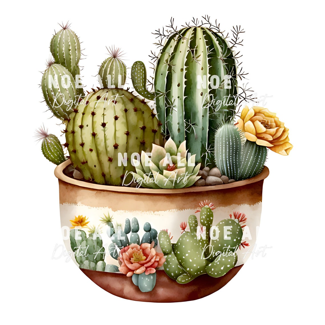 Potted Cacti Clipart Set of 12 High Quality JPG Decoupage, Wall Art ...
