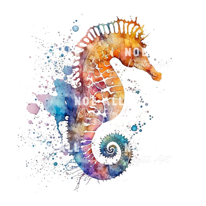 Seahorse Clipart - Set of 12 High Quality JPG - Decoupage, Wall Art ...