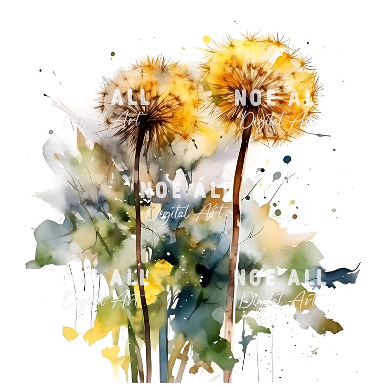 Dandelion Clipart - Set of 12 High Quality JPG - Decoupage, Wall Art ...