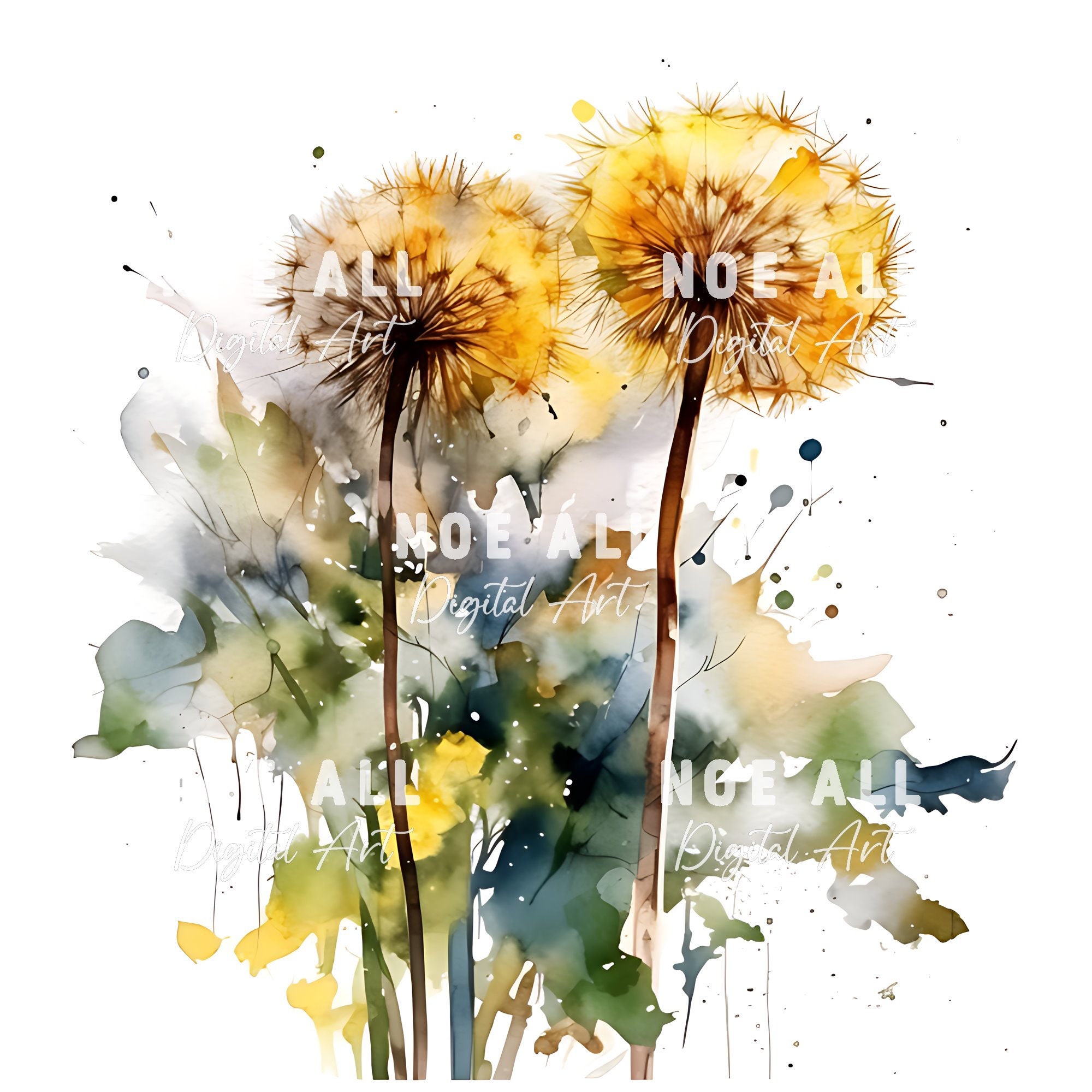 Dandelion Clipart Set of 12 High Quality JPG Decoupage, Wall Art ...
