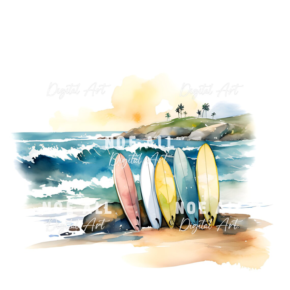 Surfboard Clipart Set of 12 High Quality JPG Decoupage, Wall Art ...