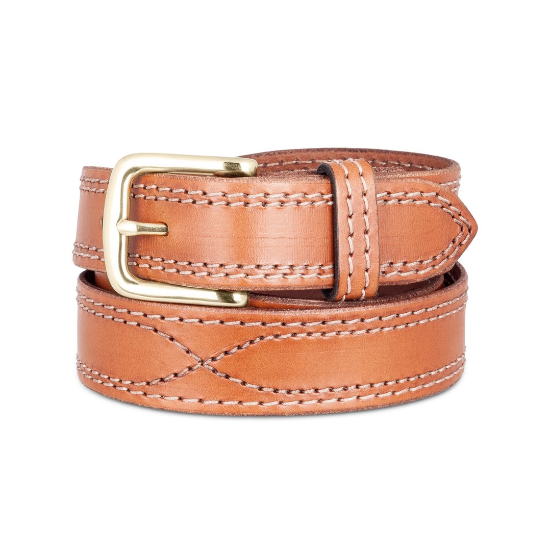 Handmade Full Grain Leather Crossover Stitch Belt 32mm. - Etsy