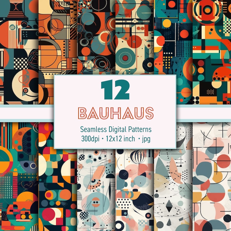Bauhaus Seamless Printable Digital Paper Patterns - Etsy