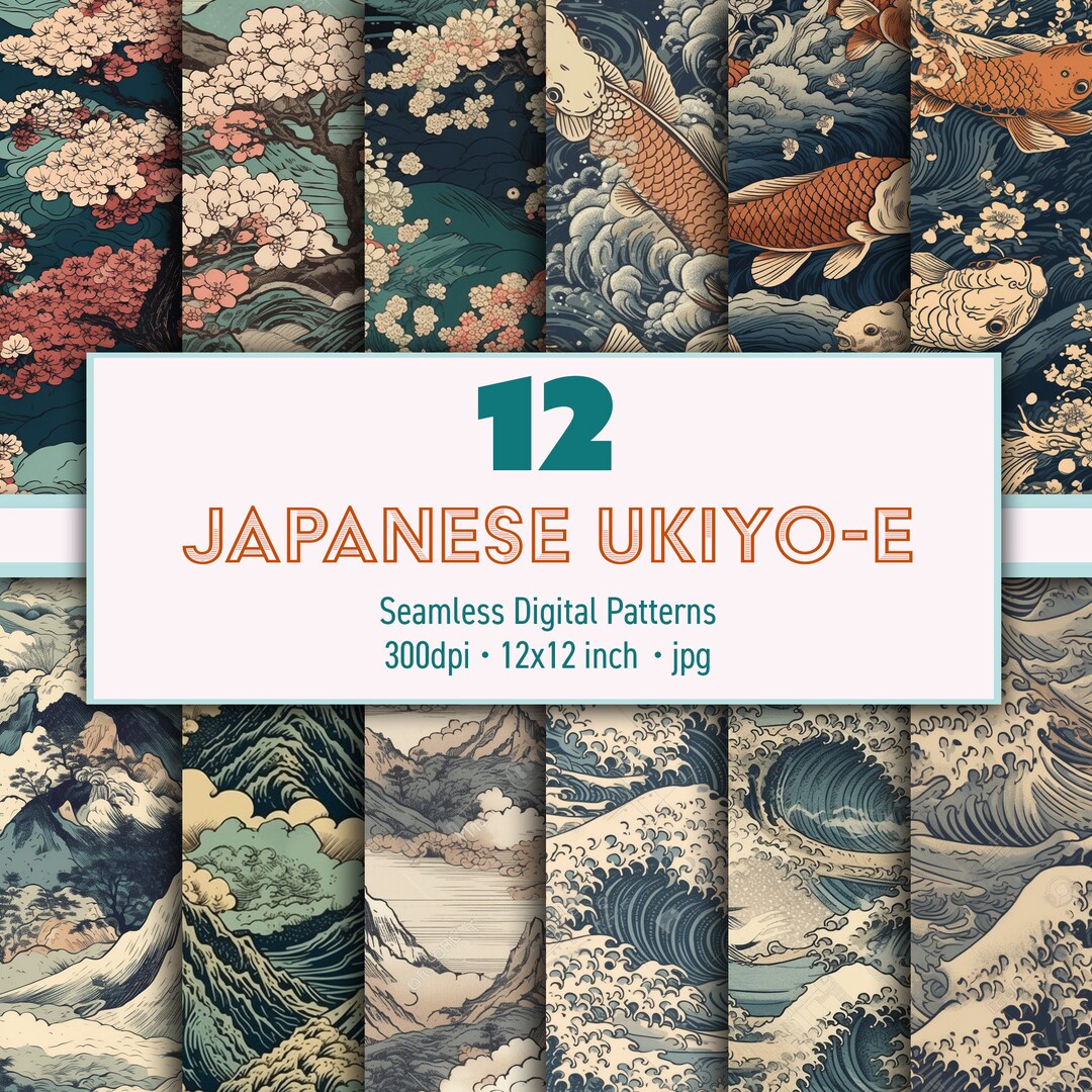 Japanese Ukiyo-e Seamless Printable Digital Paper Patterns - Etsy