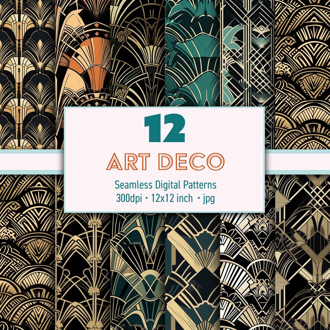 Art Deco Seamless Printable Digital Paper Patterns - Etsy