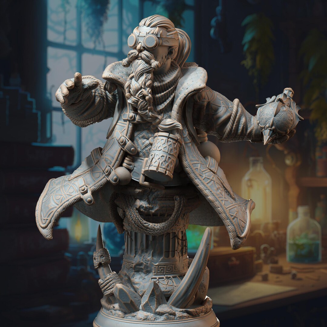 Dwarf Alchemist Bust for Painting and Collecting | Resin Printed Statue ...