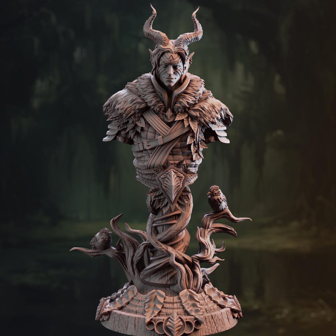 Tiefling Druid Bust for Painting and Collecting | Resin Printed Statue ...