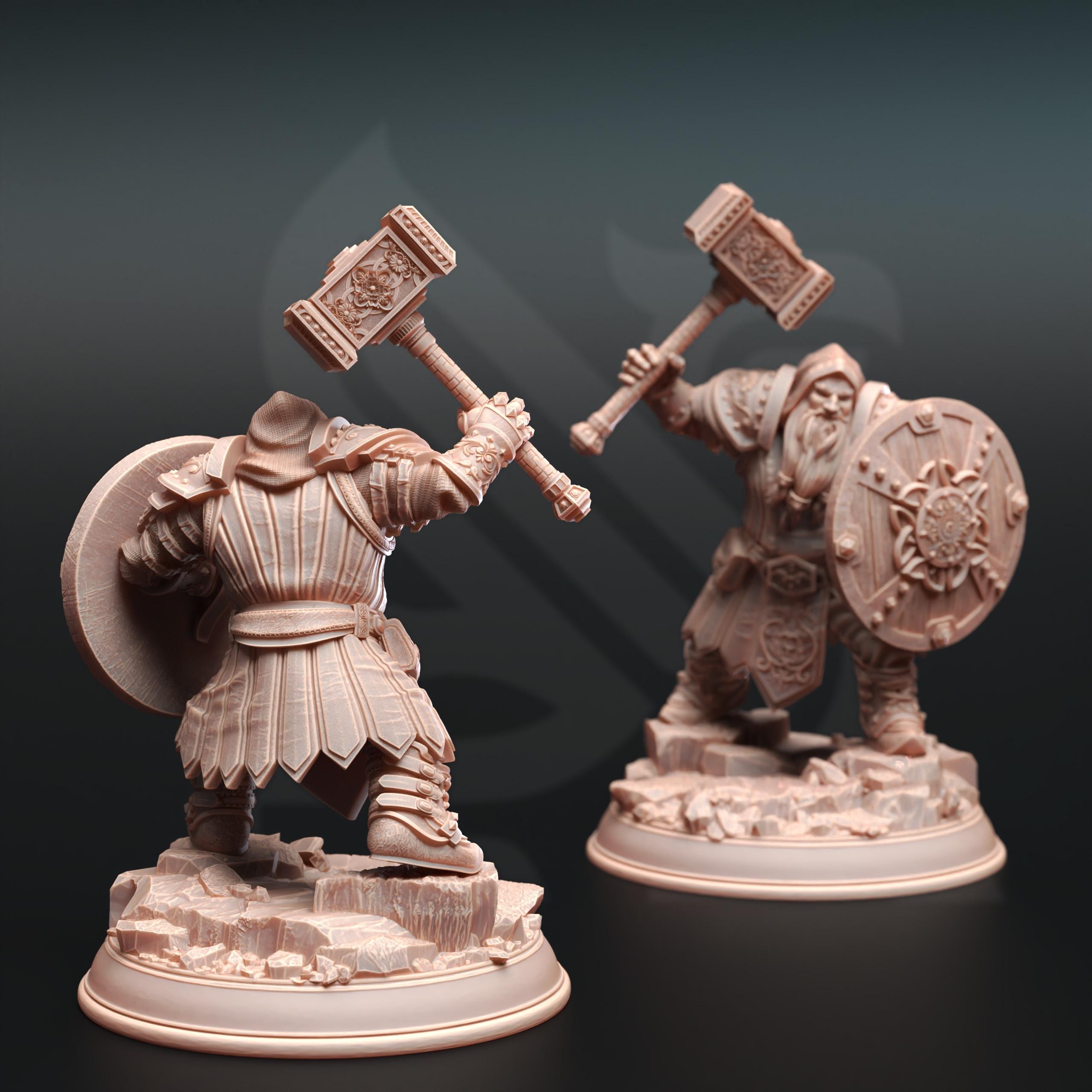 Dwarf Cleric With Hammer and Shield | 32MM | 75MM | Dnd Figurine ...