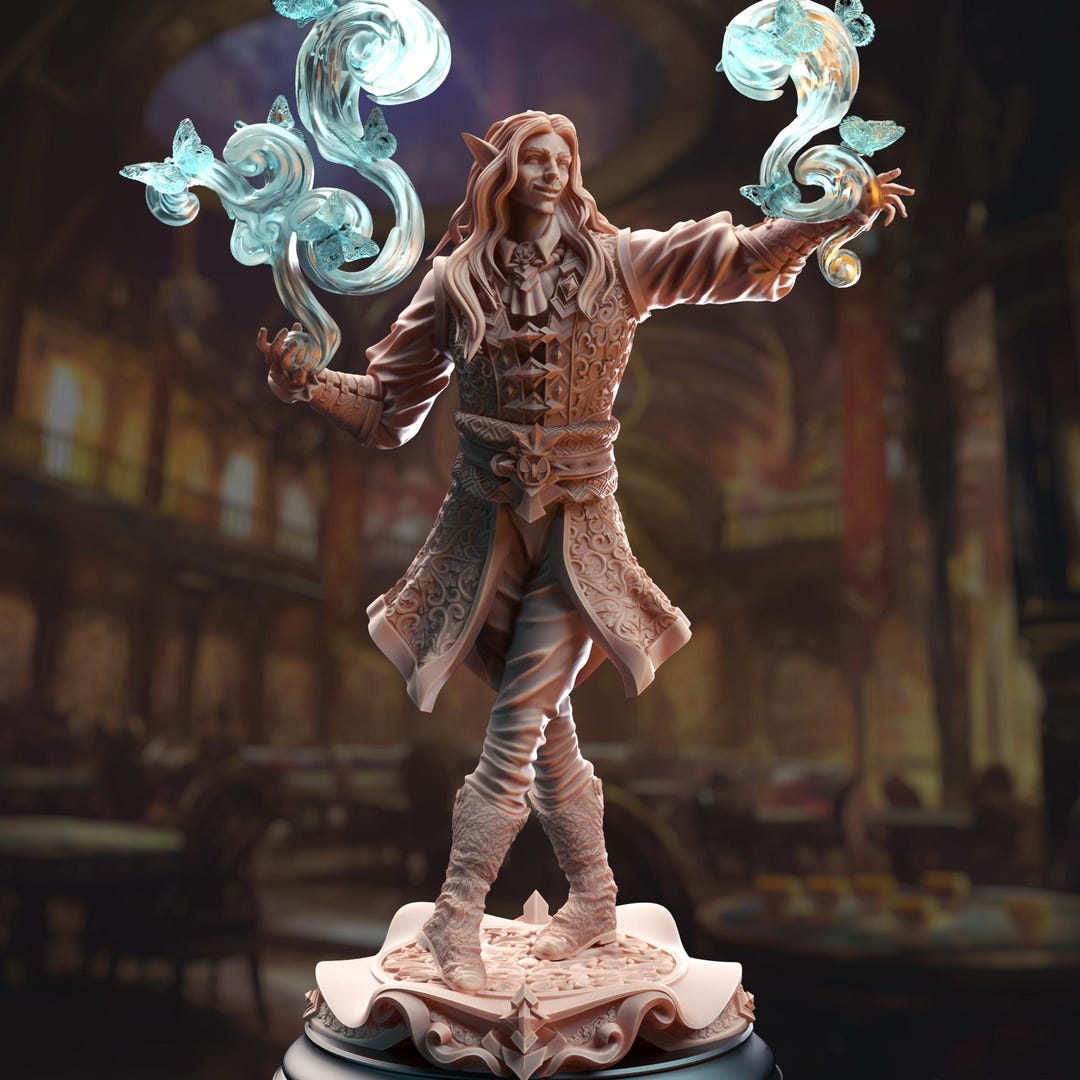 Male Elf Sorcerer Wizard Miniature Mini Dungeons and Dragons Mini RPG ...