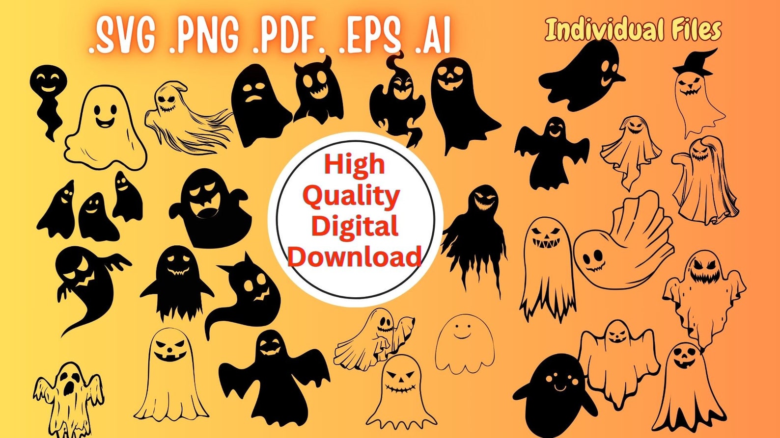 Halloween Ghost SVG Bundle 30 Individual Ghost Svg Files - Etsy