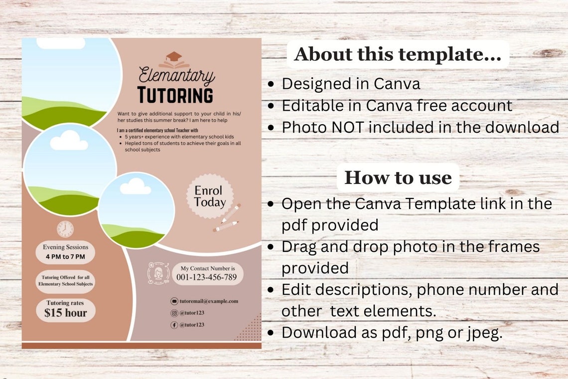 Tutor Flyer Template, Tutoring Flyer, Elementary Tutor Flyer Canva ...