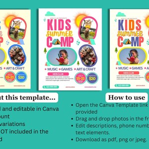 DIY Summer Camp Flyer Template, Kids Summer Fun Club Flyer, Summer ...