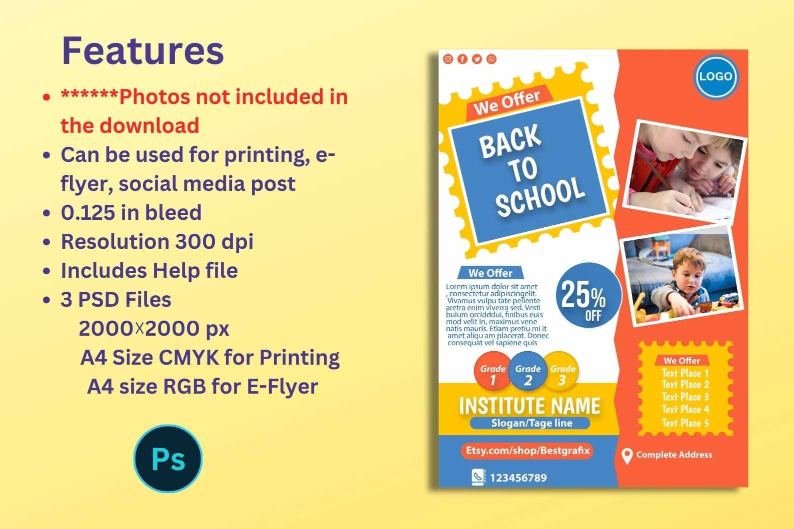 Educational PSD Flyer Template,a4 Printable School Admission, E-flyer ...