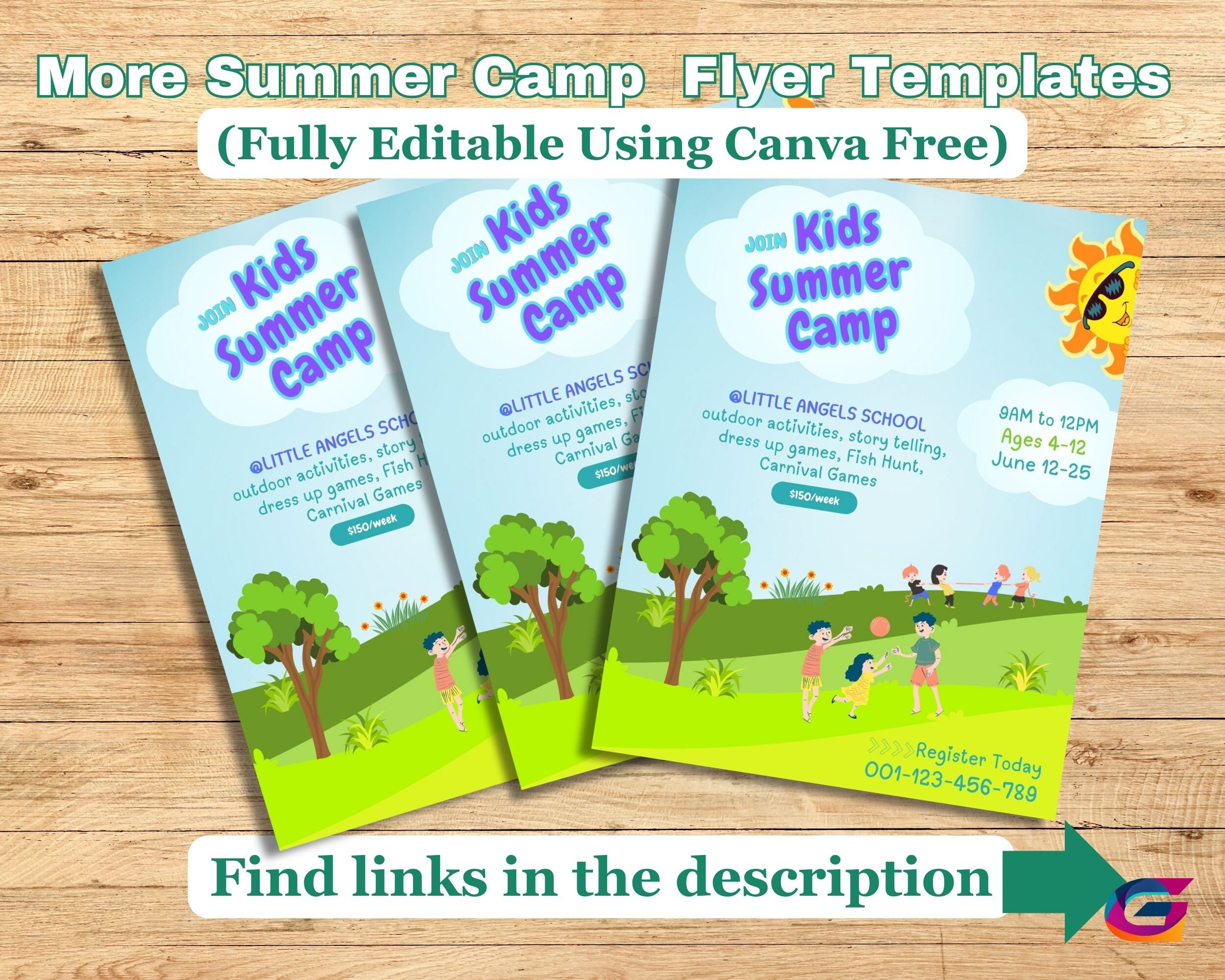 DIY Summer Camp Flyer Template, Kids Summer Fun Club Flyer, Summer ...