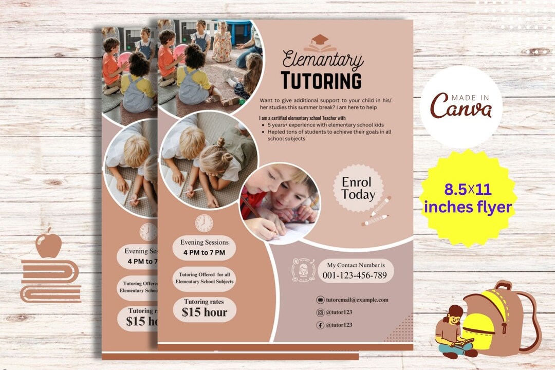 Tutor Flyer Template,diy Tutoring Flyer, Elementary Tutor Flyer Canva ...