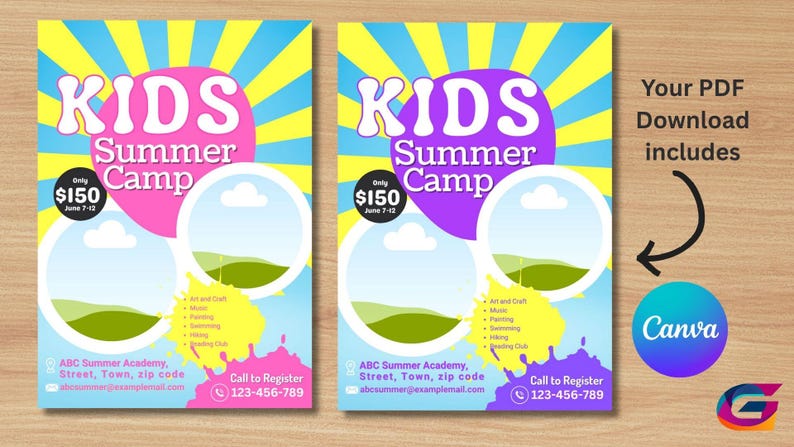 DIY Summer Camp Flyer | Editable Canva Template | Printable Kids Camp ...