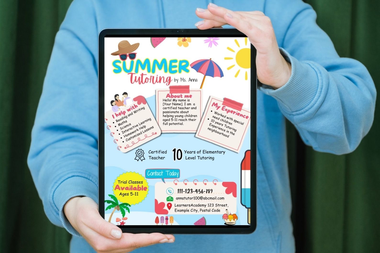 DIY Summer Tutoring Flyer Template, Canva Tutoring Flyer, Small ...