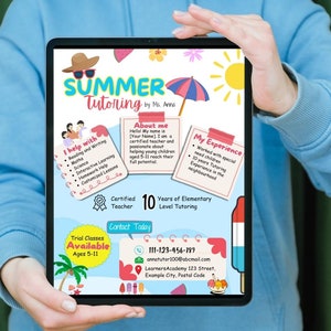 DIY Summer Tutoring Flyer Template, Canva Tutoring Flyer, Small ...