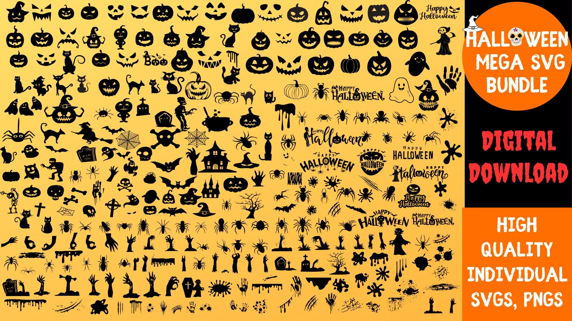 Halloween SVG Bundle,mega Halloween Collection 250 Plus Individual ...