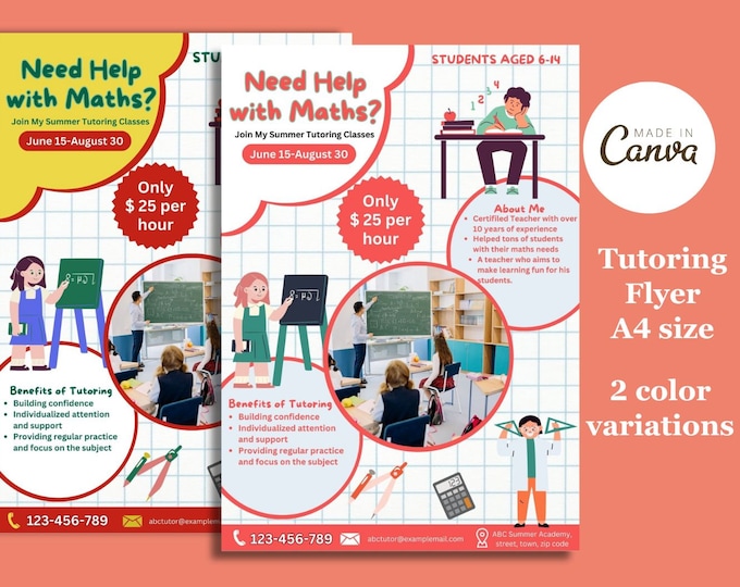 DIY Summer Tutoring Flyer Template, Canva Tutoring Flyer, Small ...
