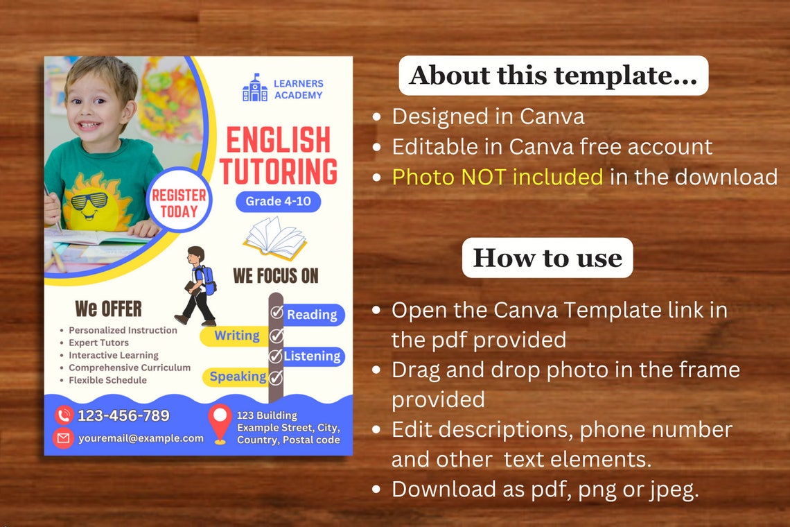 Tutor Flyer Template, Tutoring Flyer, English Tutor Flyer Canva ...