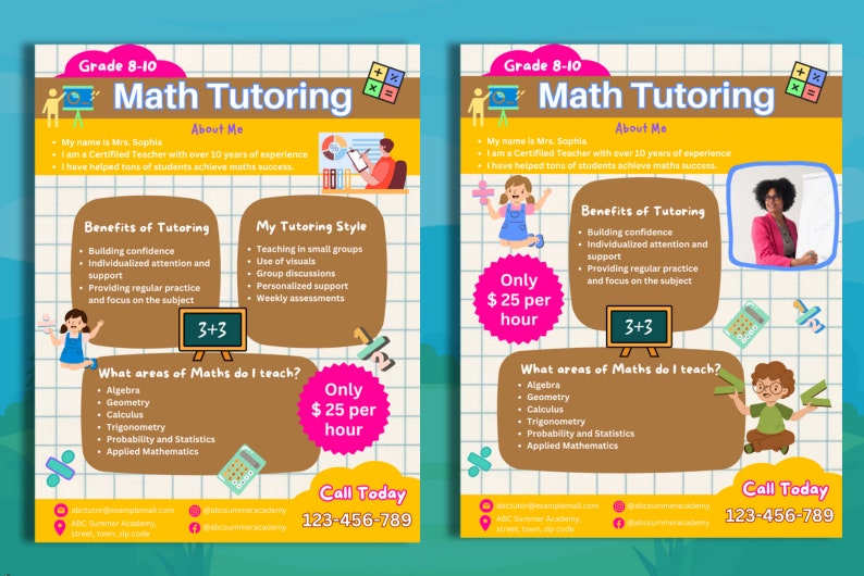 EDITABLE TUTOR FLYER - Math Tutoring Flyer, Canva Flyer Template ...