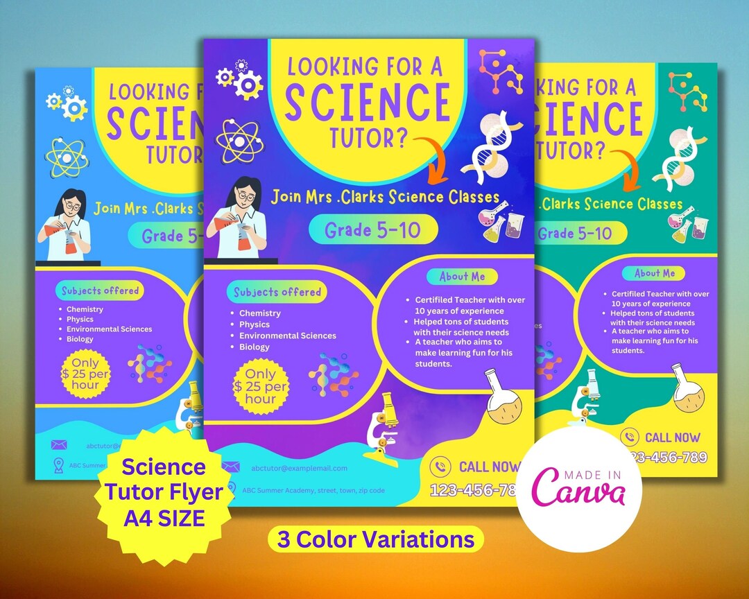Tutoring Flyer Template Science Tuition Flyer Summer Tutoring Flyer ...