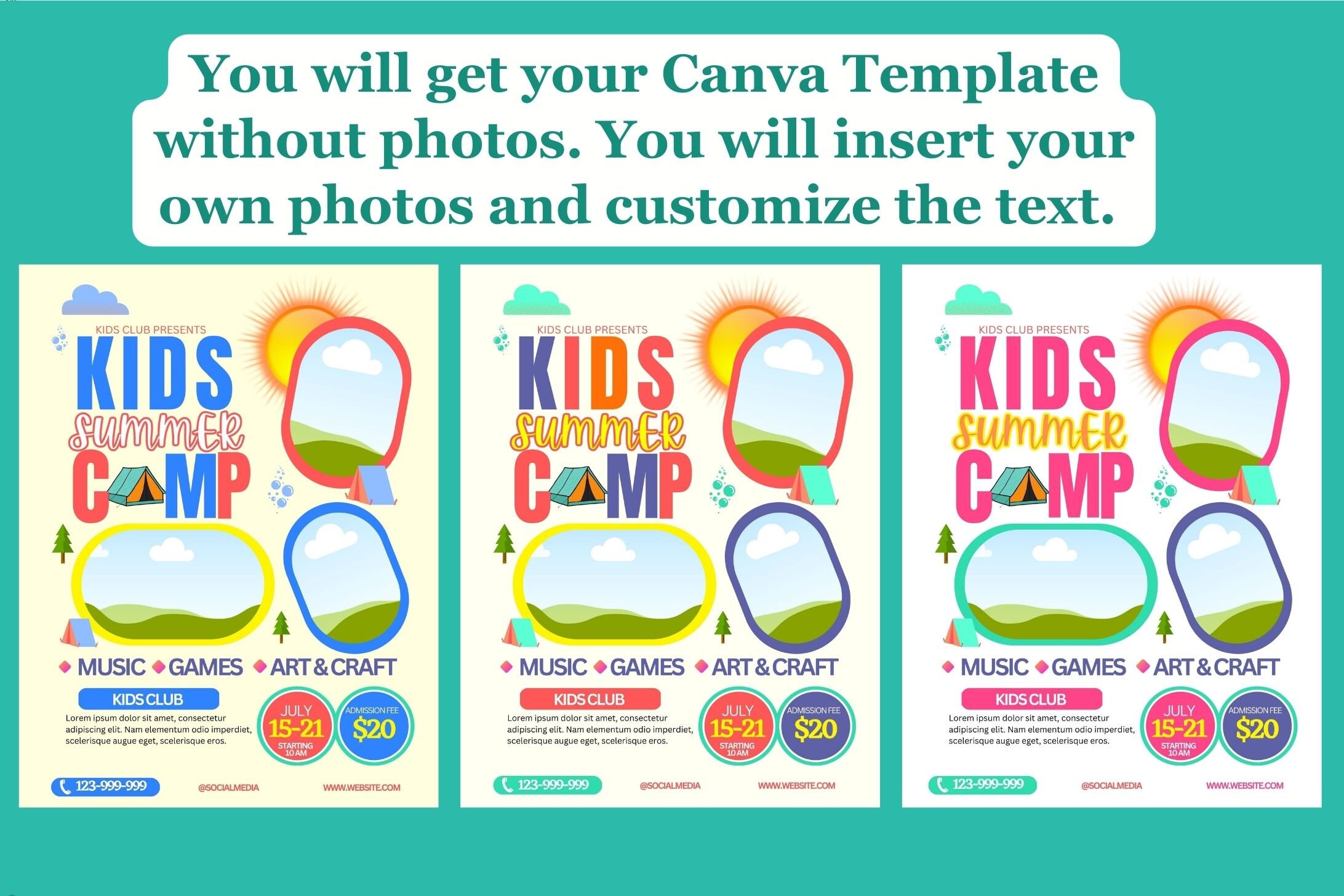 DIY Summer Camp Flyer Template, Kids Summer Fun Club Flyer, Summer ...