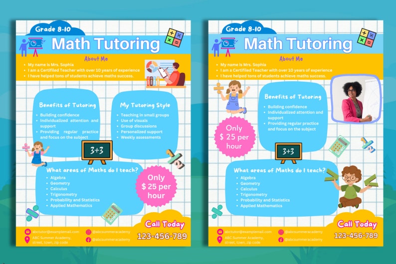 EDITABLE TUTOR FLYER - Math Tutoring Flyer, Canva Flyer Template ...