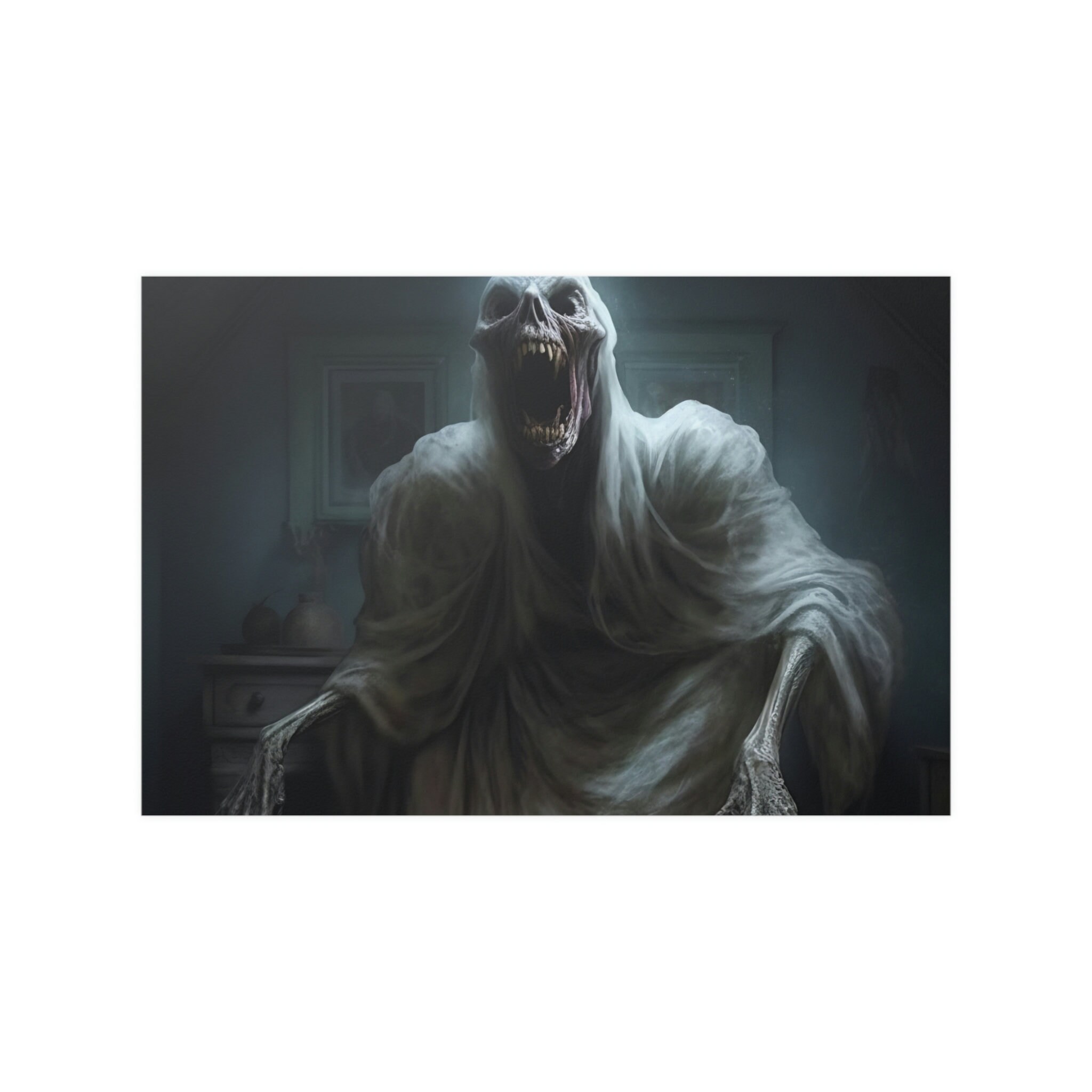 Satin Poster 210gsm Scary Spooky Ghost Art Halloween Haunted House ...