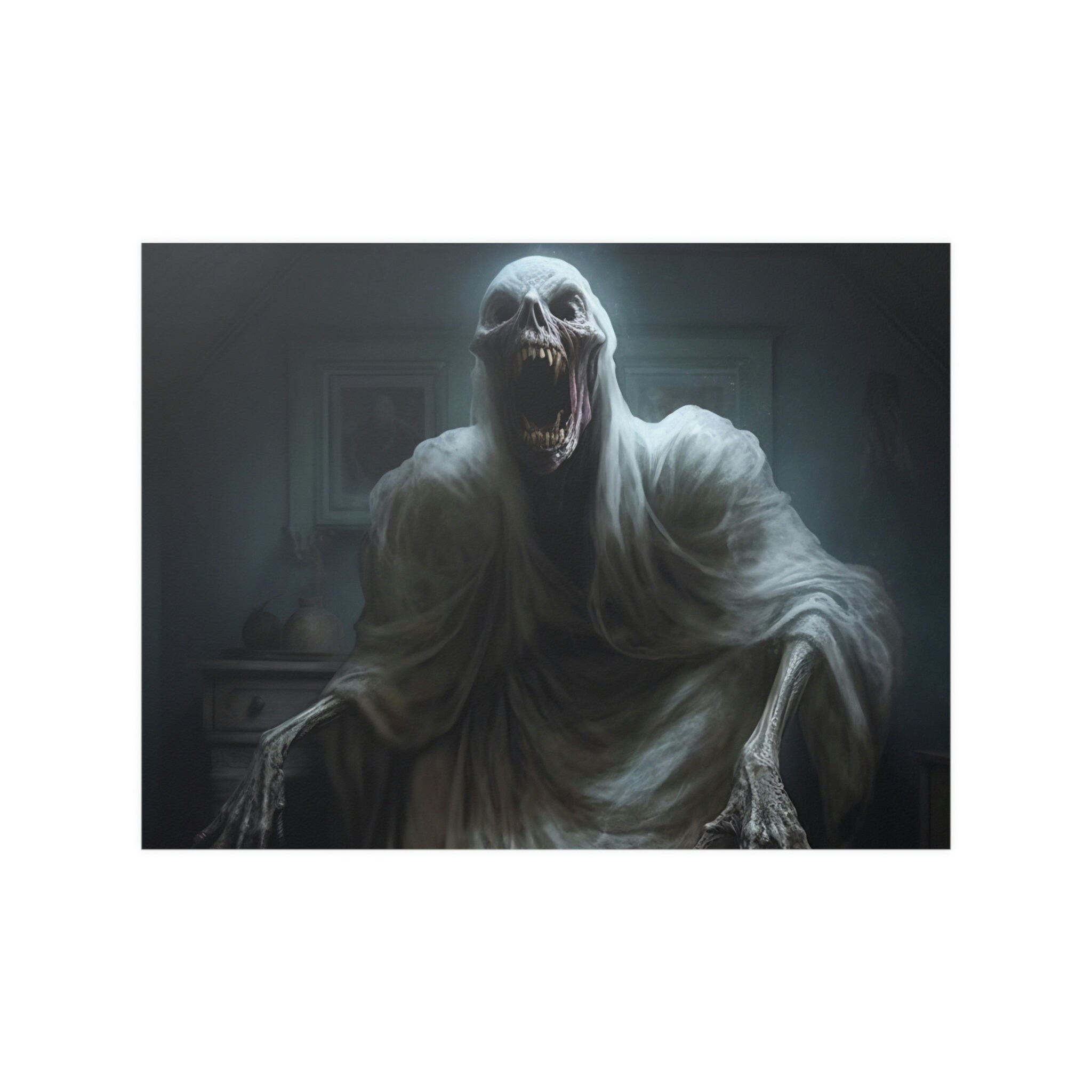 Satin Poster 210gsm Scary Spooky Ghost Art Halloween Haunted House ...