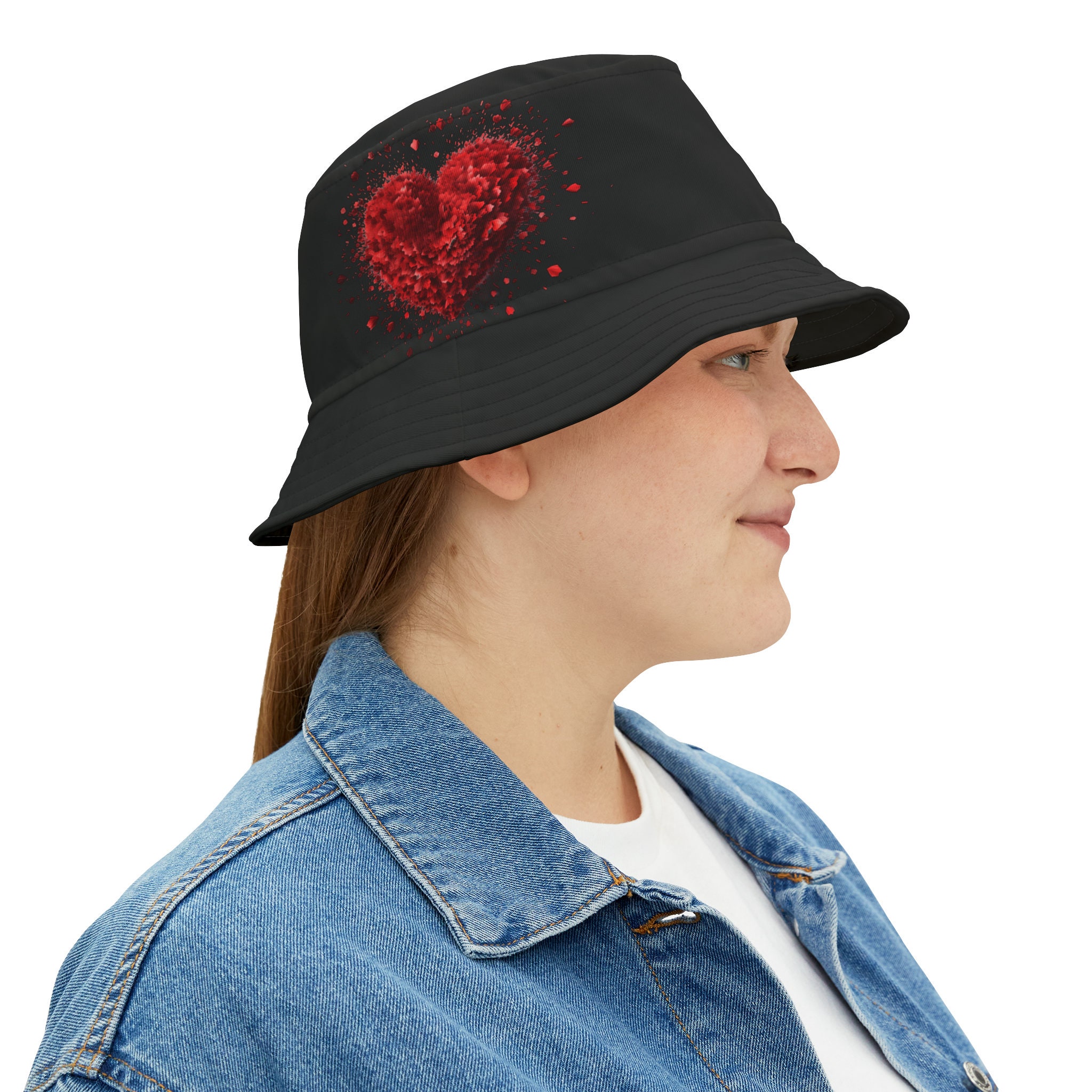 Red Exploded Heart Bucket Hat AOP - Etsy