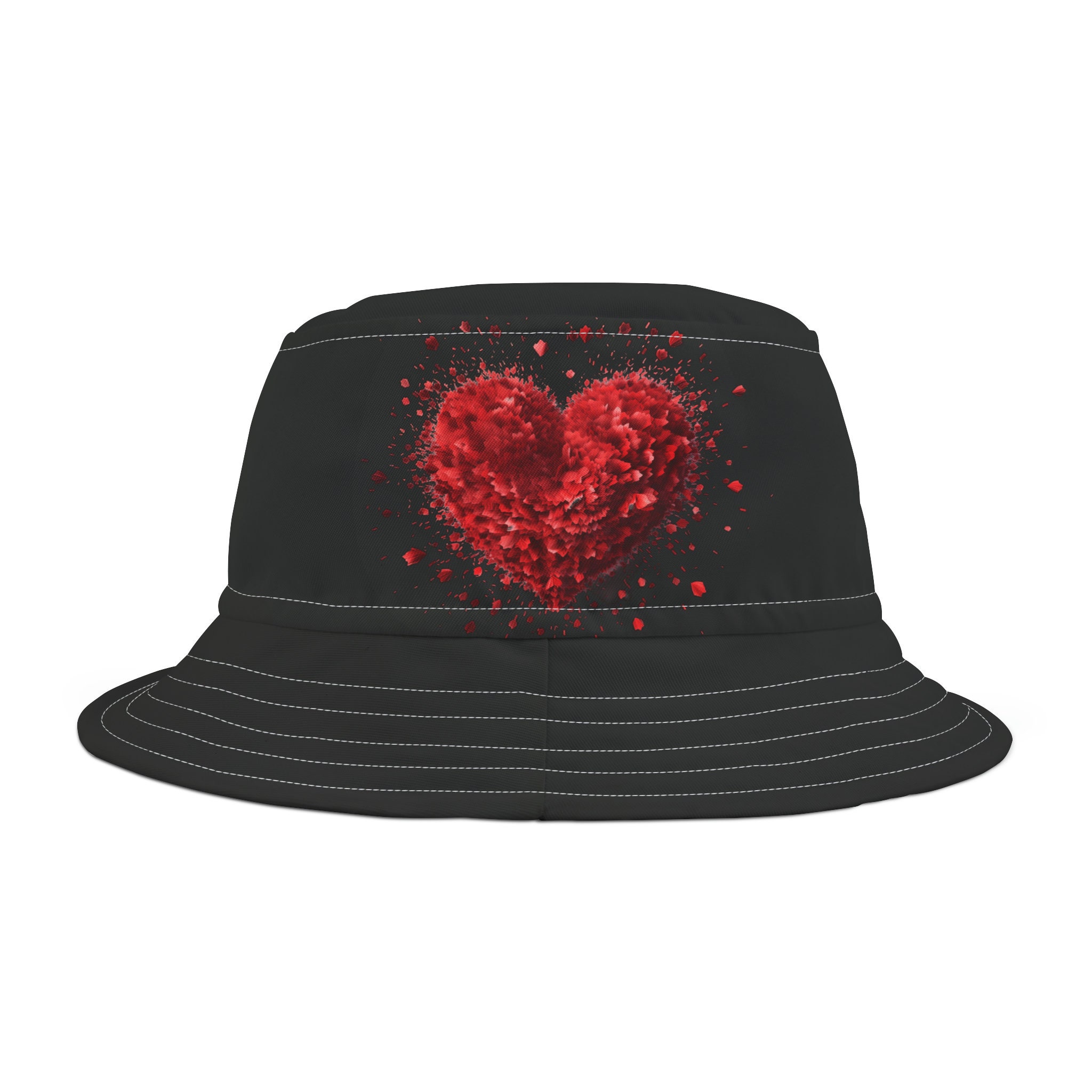 Red Exploded Heart Bucket Hat AOP - Etsy