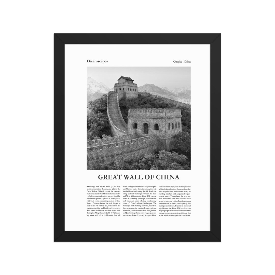 Framed Great Wall of China Poster - Ancient Chinese Landmark Wall Art ...